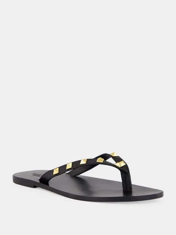 Valentino Garavani Rockstud Leather Flip-flops - Black