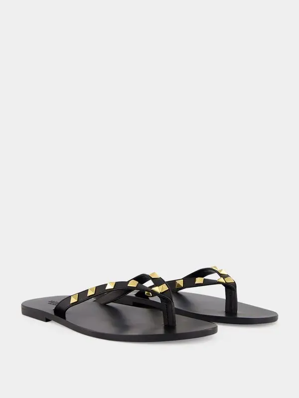Valentino Garavani Rockstud Leather Flip-flops - Black