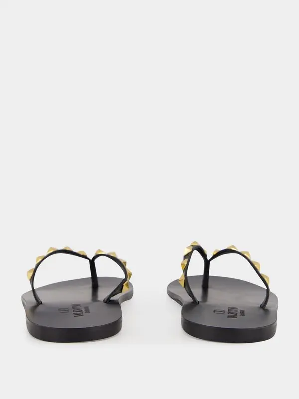 Valentino Garavani Rockstud Leather Flip-flops - Black