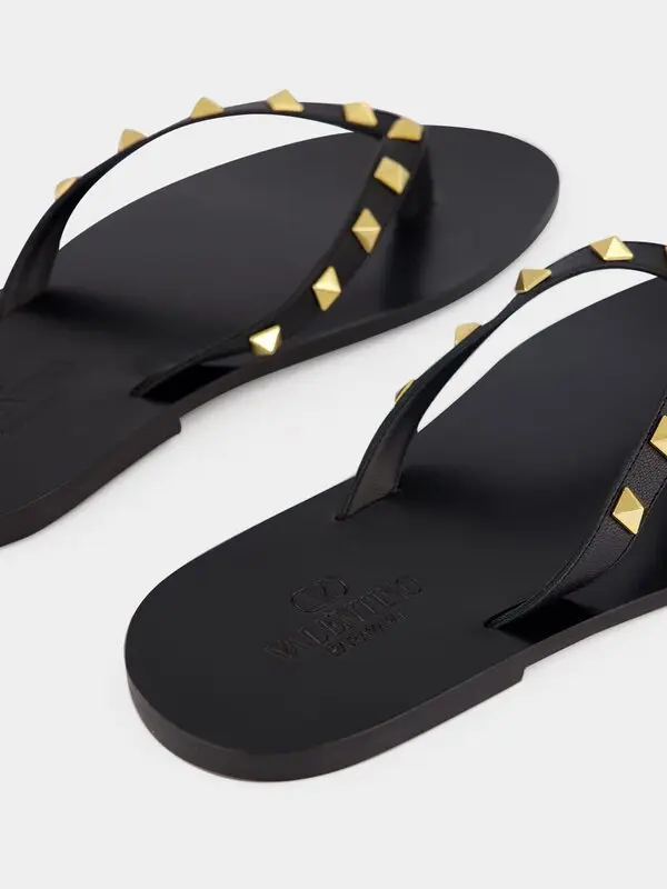 Valentino Garavani Rockstud Leather Flip-flops - Black