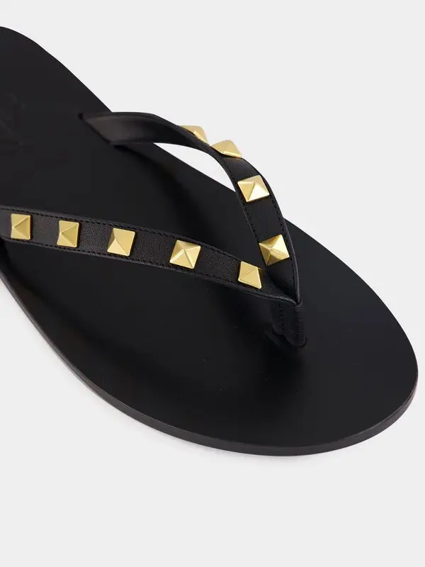 Valentino Garavani Rockstud Leather Flip-flops - Black