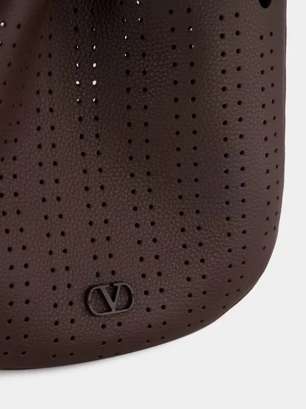 Valentino Garavani Perforated Leather Bucket Bag - Brown