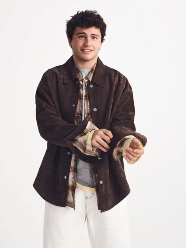 AMI Paris Chocolate Suede Leather Overshirt - Brown