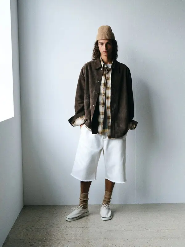 AMI Paris Chocolate Suede Leather Overshirt