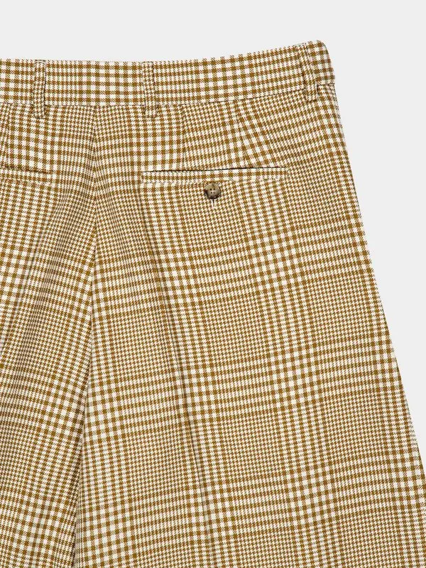 AMI Paris Prince Of Wales Wool Shorts - Beige