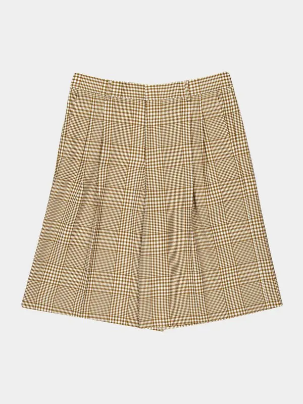 AMI Paris Prince Of Wales Wool Shorts - Beige
