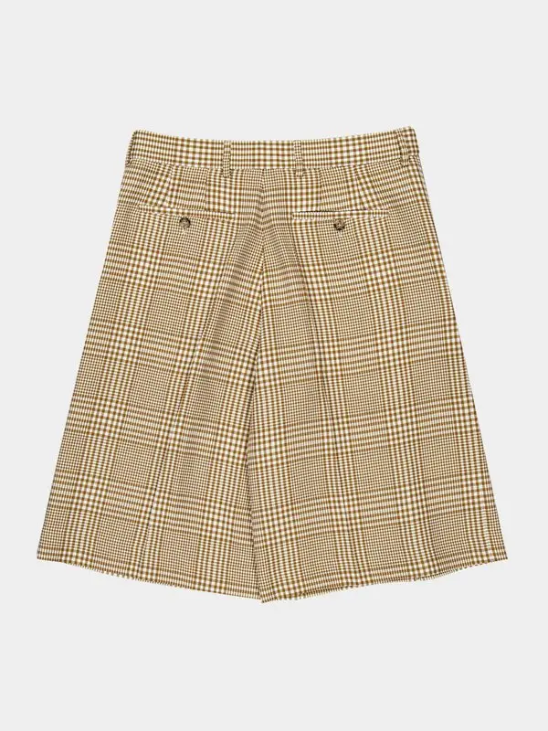 AMI Paris Prince Of Wales Wool Shorts - Beige