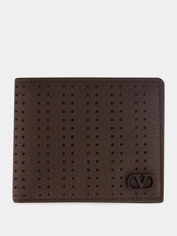 Valentino Garavani Dark Perforated Leather Wallet - Brown