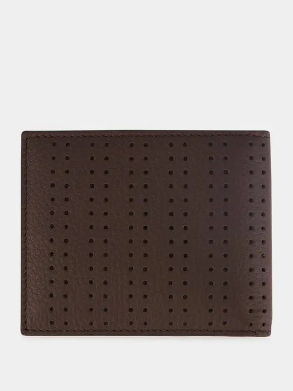 Valentino Garavani Dark Perforated Leather Wallet - Brown