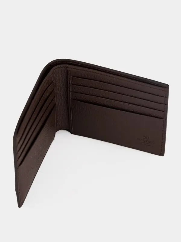 Valentino Garavani Dark Perforated Leather Wallet - Brown