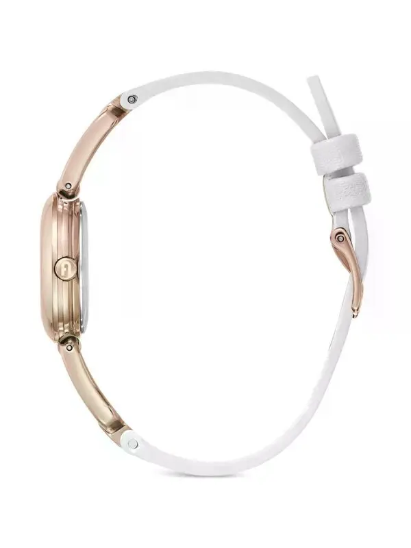 Furla Arco Chain 28mm Watch With Mother Of Pearl Dial And White Leather Strap