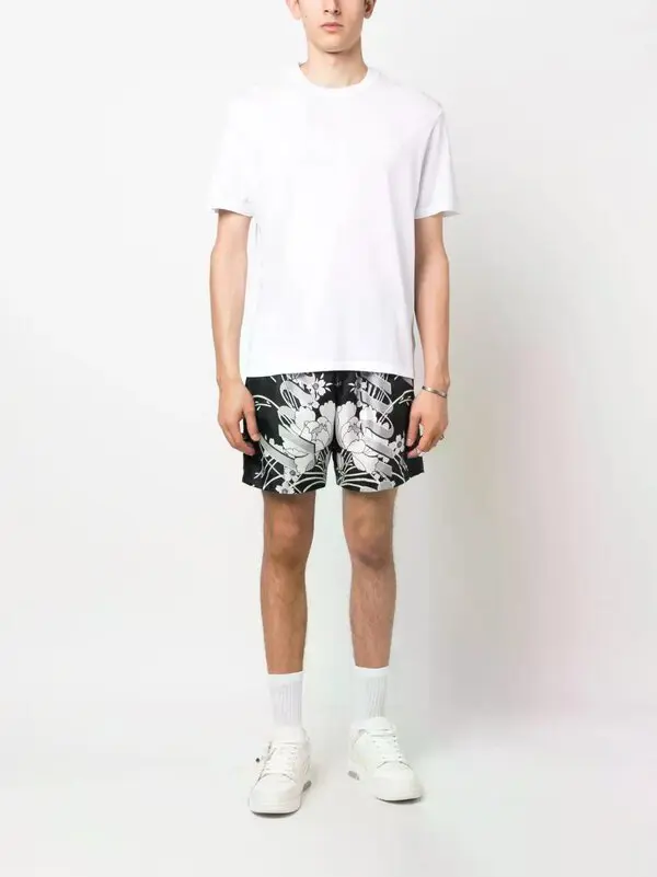 Amiri Floral-print Silk Track Shorts - Black