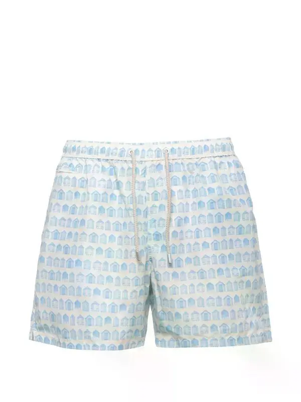 MC2 SAINT BARTH Beach Hut Print Swim Shorts - Blue