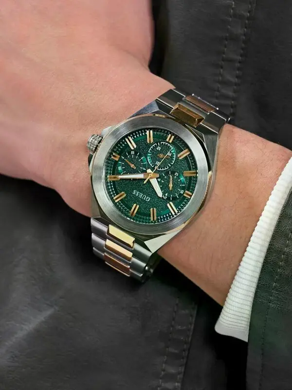Guess Multi-function Watch With Two-tone Link Bracelet