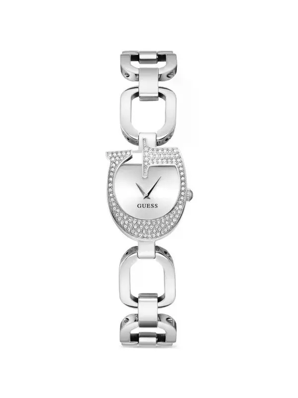 Guess Gia G-shaped Watch With Crystal Embellishments - Silver