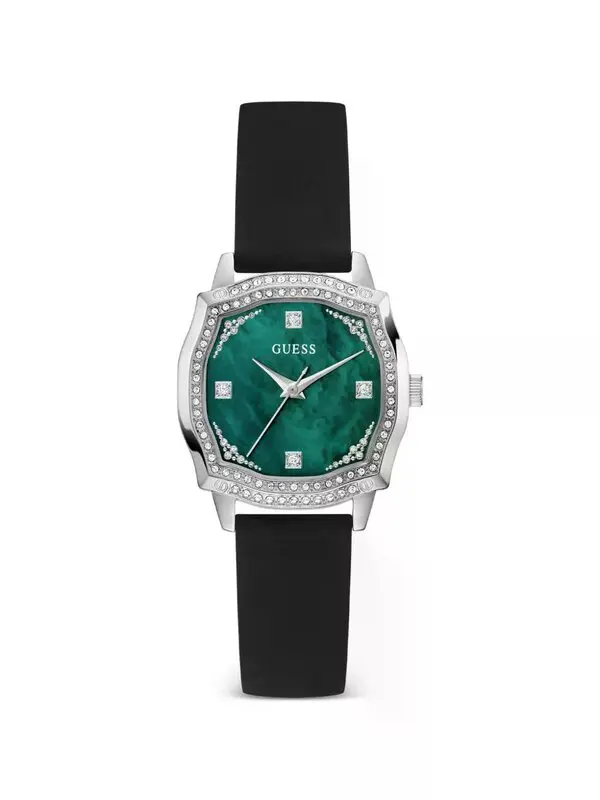 Guess Crystal Embellished Watch With Mother-of-pearl Dial