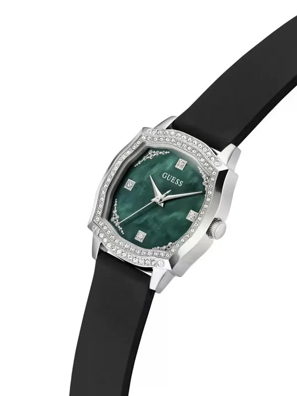 Guess Crystal Embellished Watch With Mother-of-pearl Dial