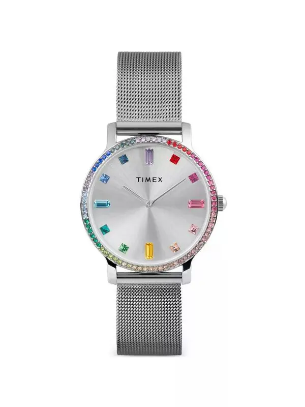 Timex® Transcend 31mm Watch With Crystal-embellished Bezel - Silver