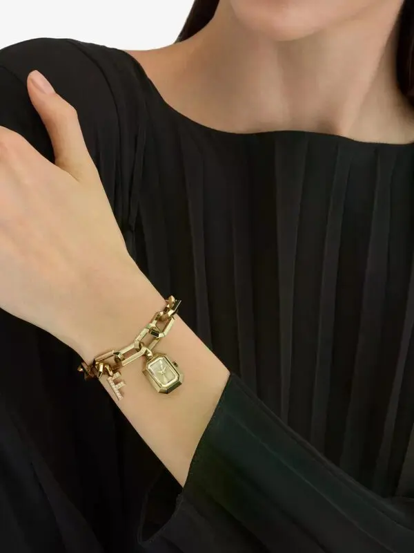 FERRAGAMO Charm Watch With Stainless Steel Chain Bracelet