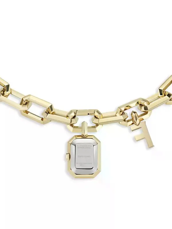 FERRAGAMO Charm Watch With Stainless Steel Chain Bracelet