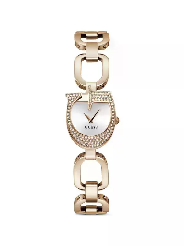 Guess G-shaped Crystal Embellished Watch - White