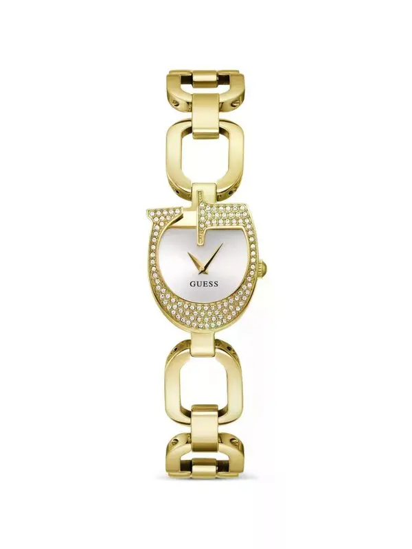 Guess Gia G-shaped Crystal Embellished Watch - White