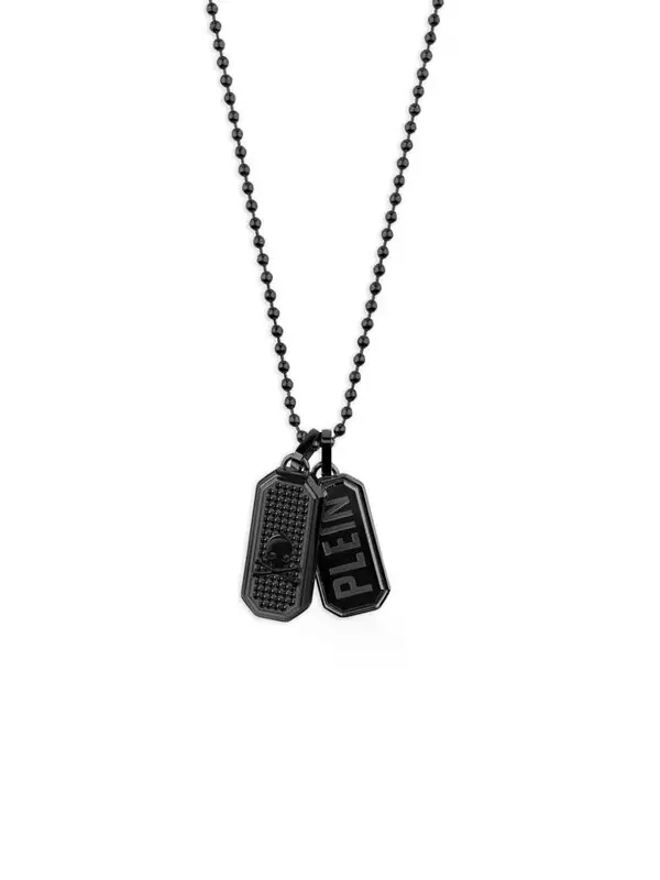 Philipp Plein Double Tag Necklace - Black