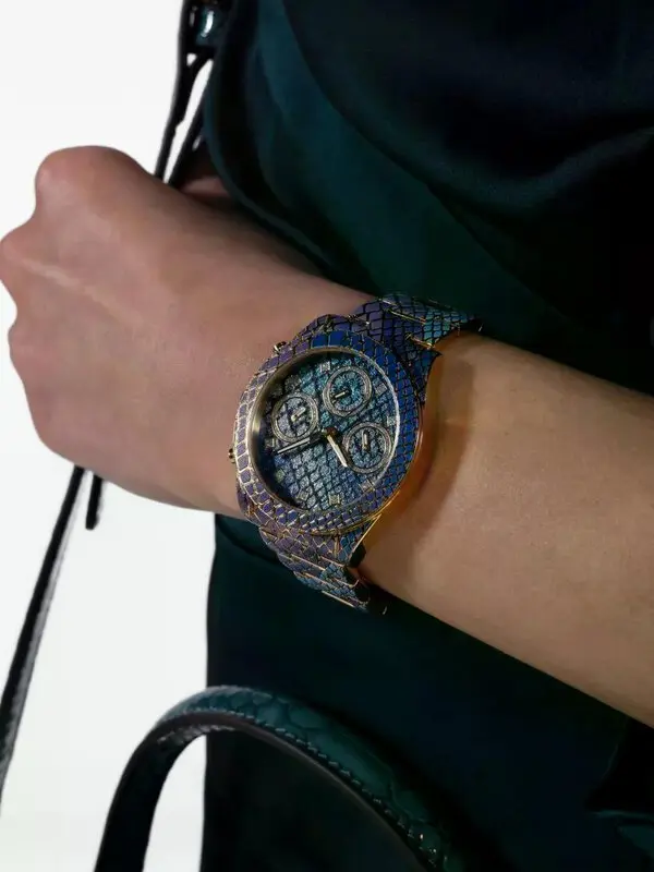 Guess Serpentina 38mm Watch With Python-print Bracelet - Blue