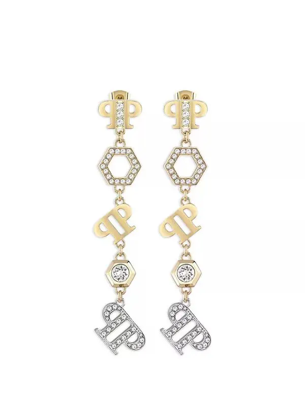 Philipp Plein Logo Pendant Drop Earrings