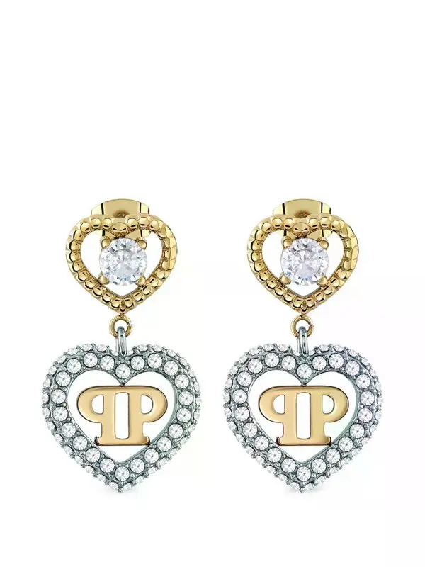 Philipp Plein Rocked Heart Drop Earrings