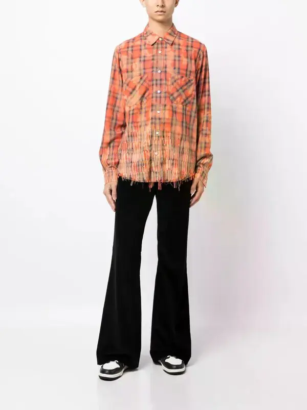 Amiri Logo-print Bleached Flannel Shirt
