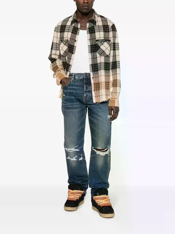 Amiri Logo-patch Ripped Detailing Straight-leg Jeans