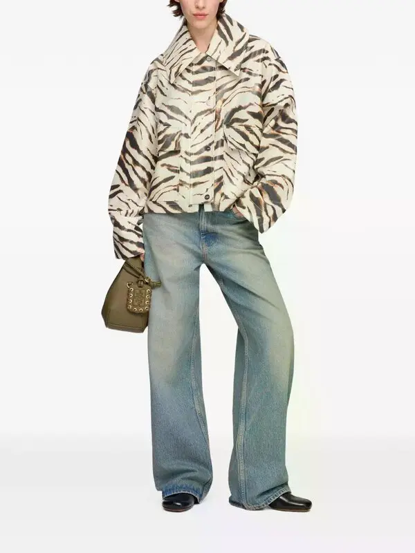 GANNI Zebra-print Laminated Jacket - Neutrals