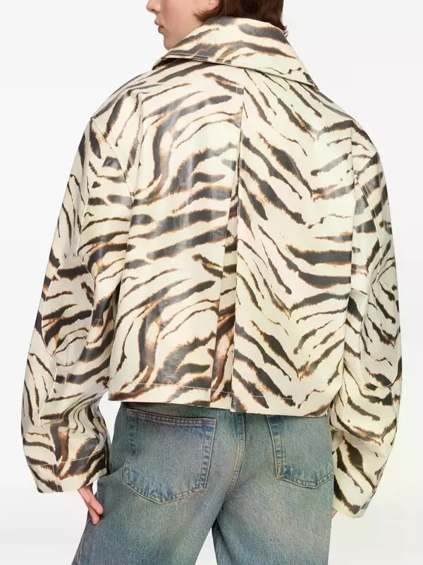 GANNI Zebra-print Laminated Jacket - Neutrals