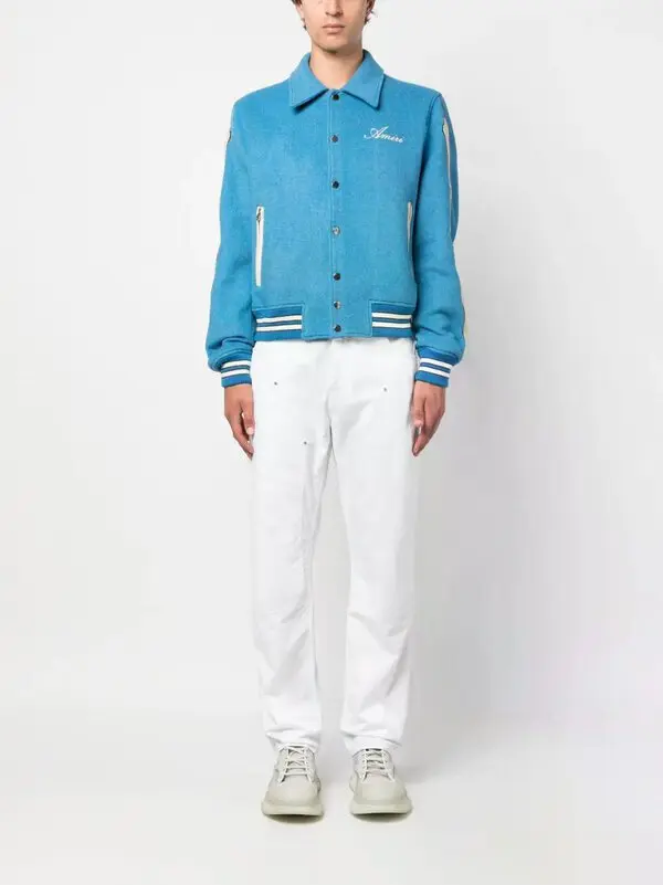 Amiri Bones Appliqué Wool-blend Bomber Jacket