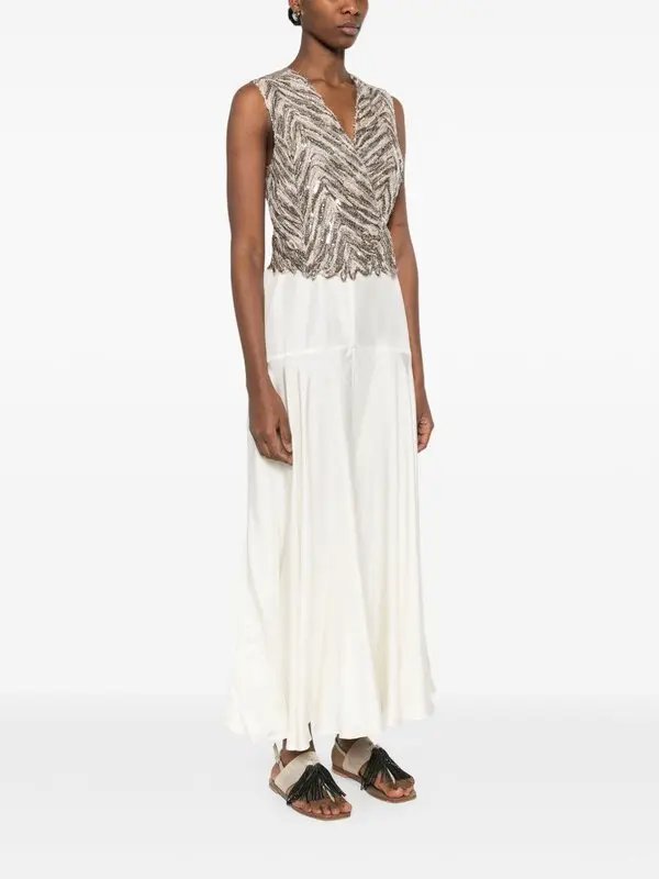 Brunello Cucinelli Embroidered Silk Vest - Beige