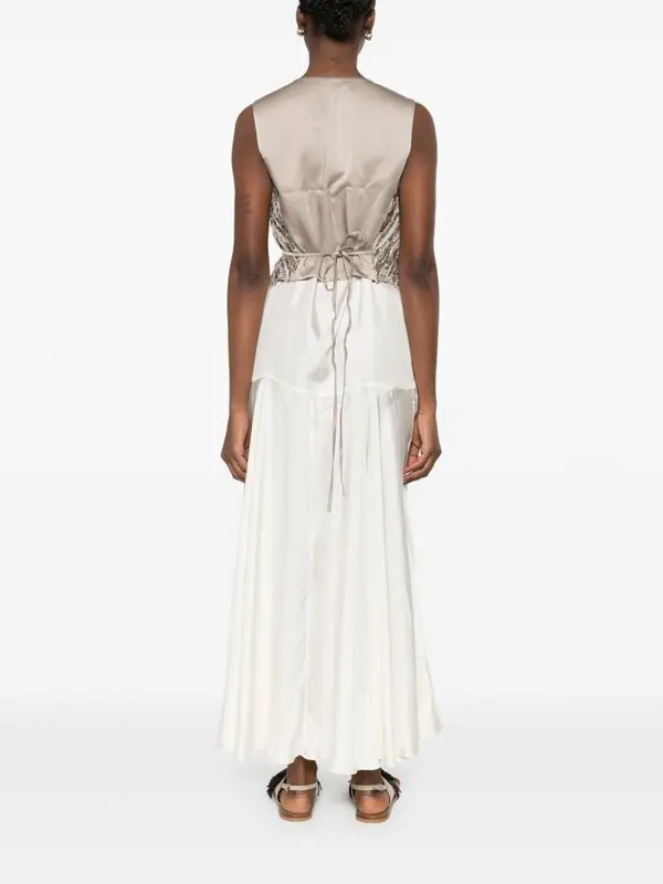 Brunello Cucinelli Embroidered Silk Vest - Beige