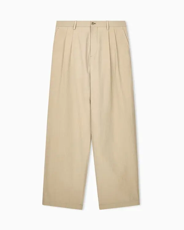 Giorgio Armani Archivio Double-pleat Wide-leg Trousers - Beige