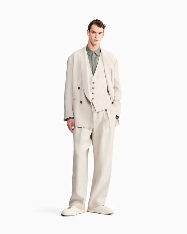 Giorgio Armani Archivio Ss1990 Double-breasted Shawl Lapel Jacket - Beige