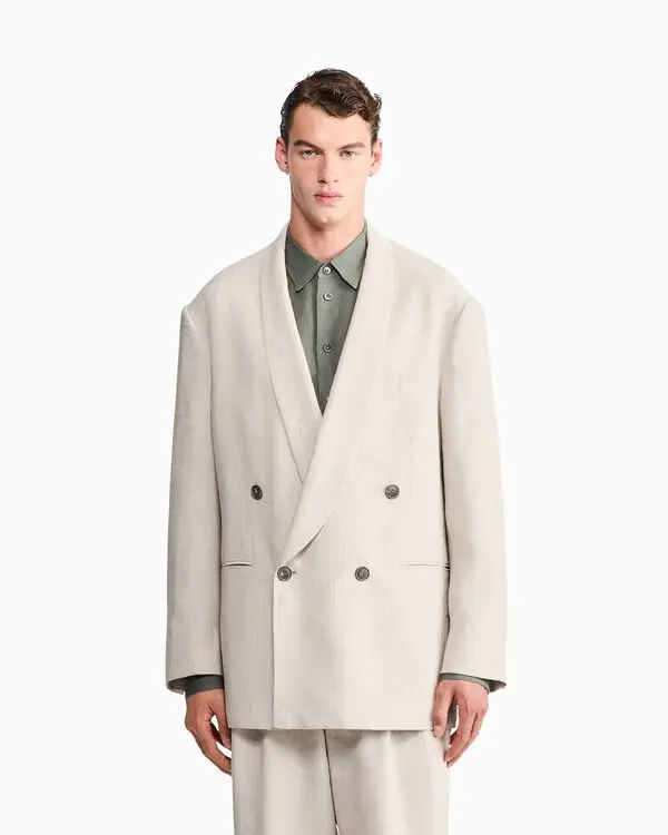 Giorgio Armani Archivio Ss1990 Double-breasted Shawl Lapel Jacket - Beige