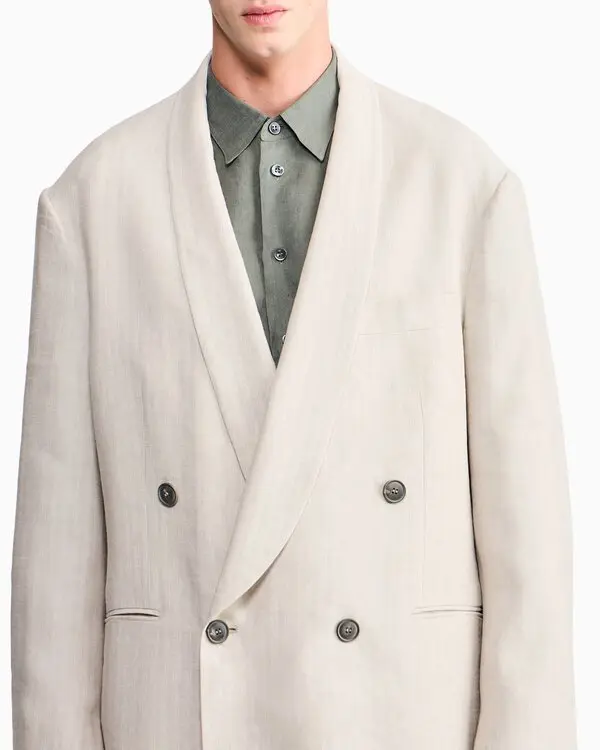 Giorgio Armani Archivio Ss1990 Double-breasted Shawl Lapel Jacket - Beige