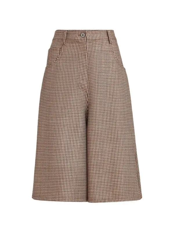 Brunello Cucinelli Houndstooth Cotton Bermuda Shorts - Brown