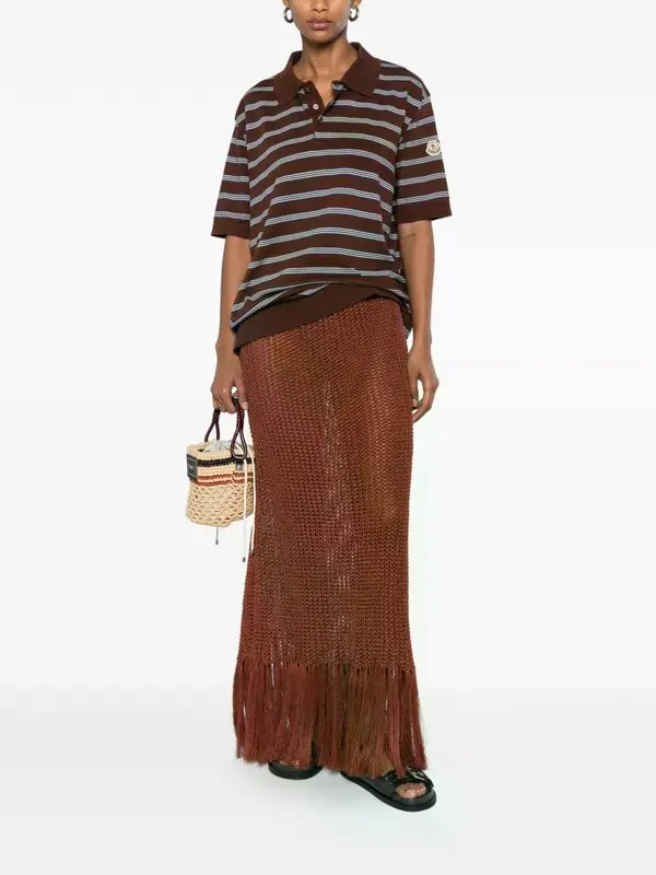 Plan C Open-knit Maxi Skirt With Fringe Trim