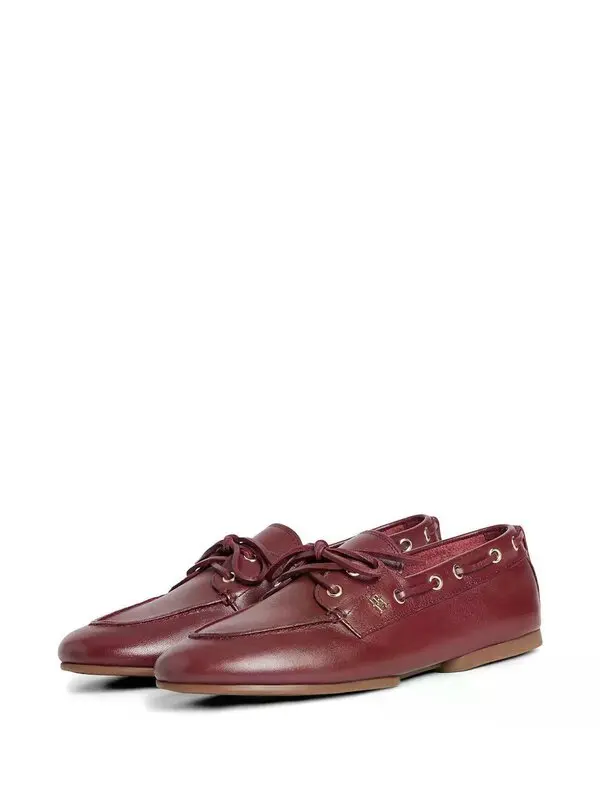 Tommy Hilfiger Burgundy Leather Lace-up Loafers
