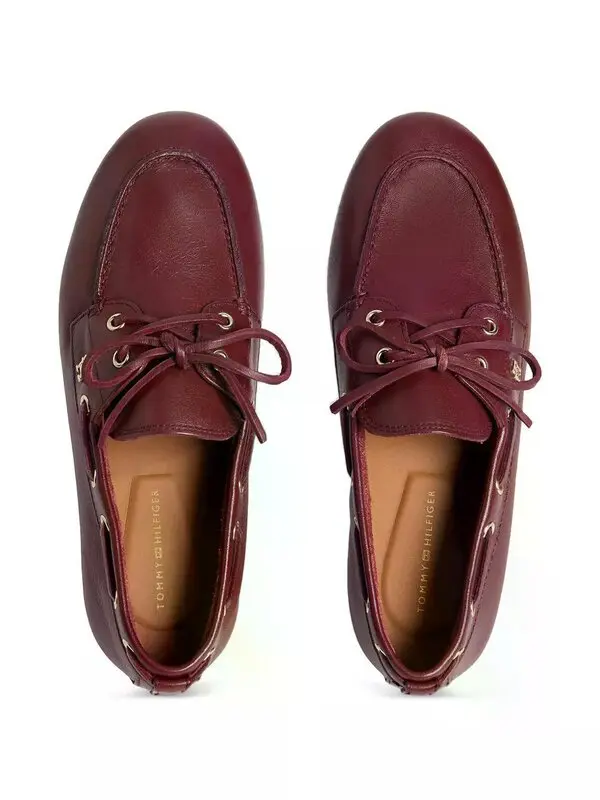 Tommy Hilfiger Burgundy Leather Lace-up Loafers