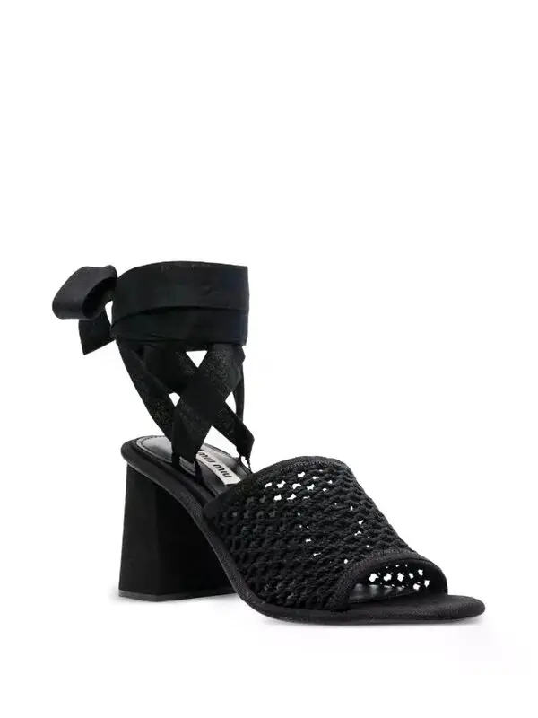 Miu Miu Crochet-knit Tie-fastening Heeled Sandals