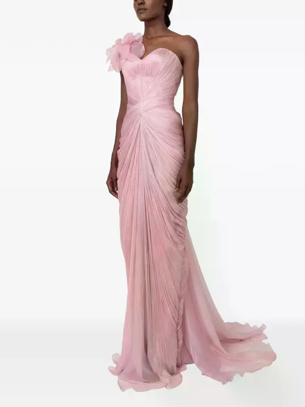 IRIS SERBAN Elisabeth Flower-detail Ruched Maxi Dress