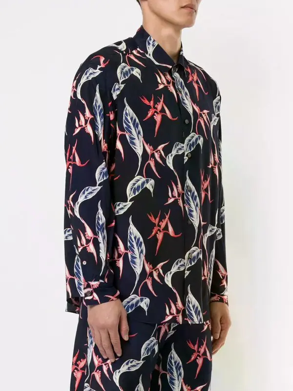PORTS V Botanical Print Button-up Shirt