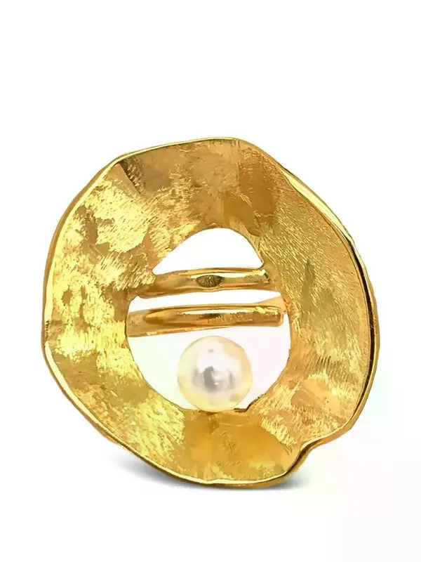 ESIN AKAN Sea & Moon Pearl-embellished Ring - Gold