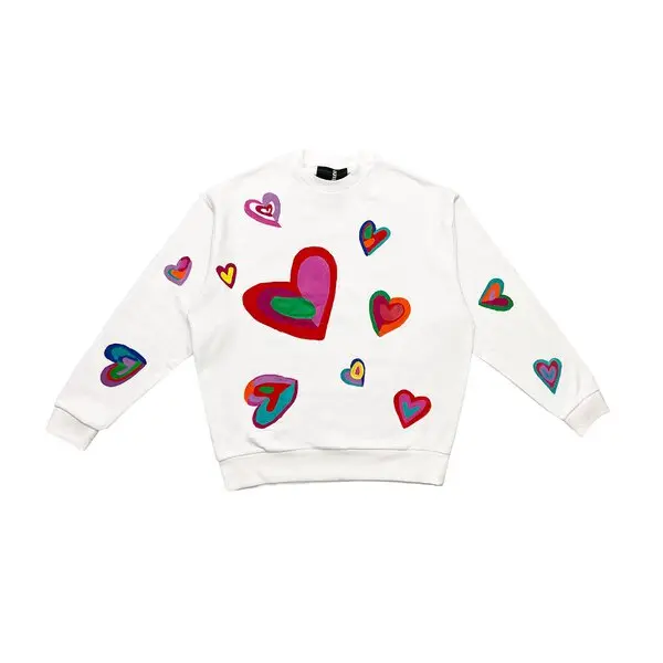 QUILLATTIRE Hand-painted Retro Heart Sweatshirt